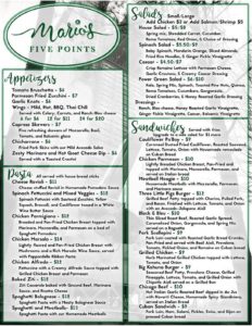 Marios Five Points Menu | Mario's Five Points - Pasta, Pizza ...