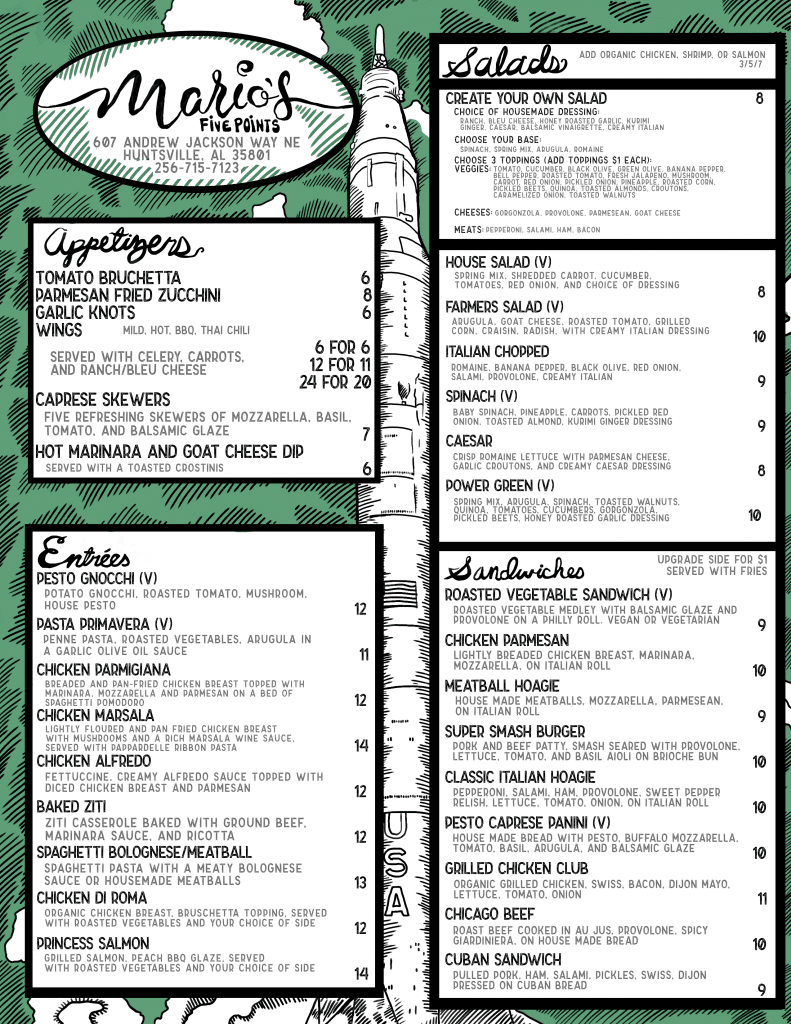 Mario's Five Points Menu | Mario's Five Points - Pasta, Pizza ...